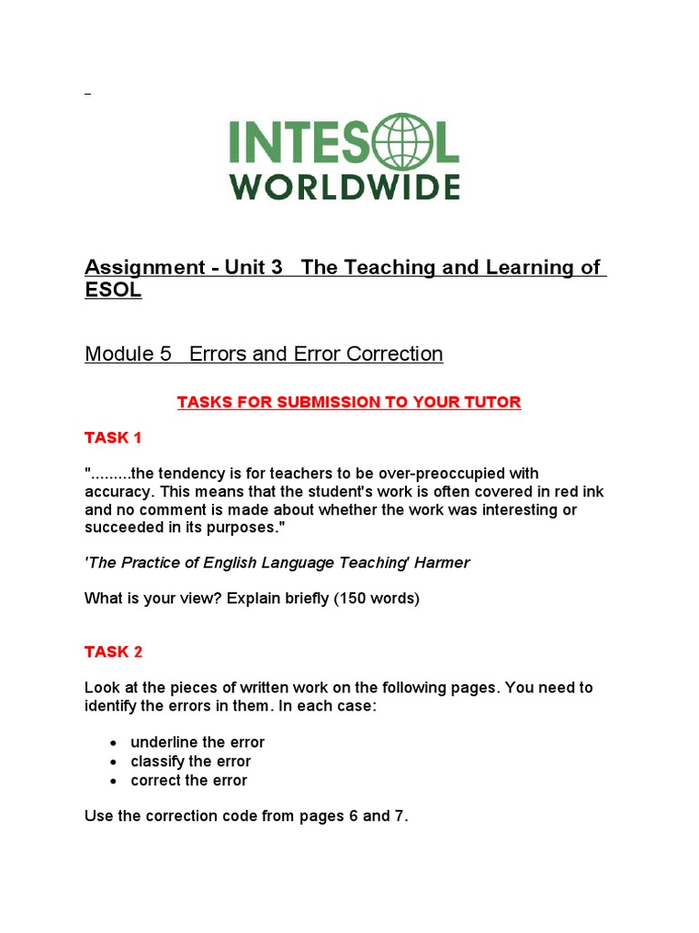 Assignment - 180 Hour Unit 3 Module 5 | PDF | English As A Second Or ...