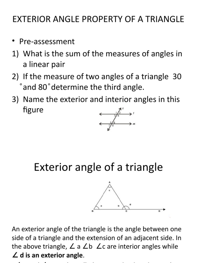 Exterior Angle Property of Triangles | PDF | Triangle | Angle