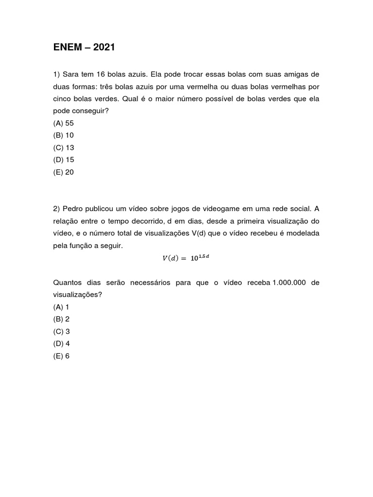 Enem 2021 Matemática | PDF