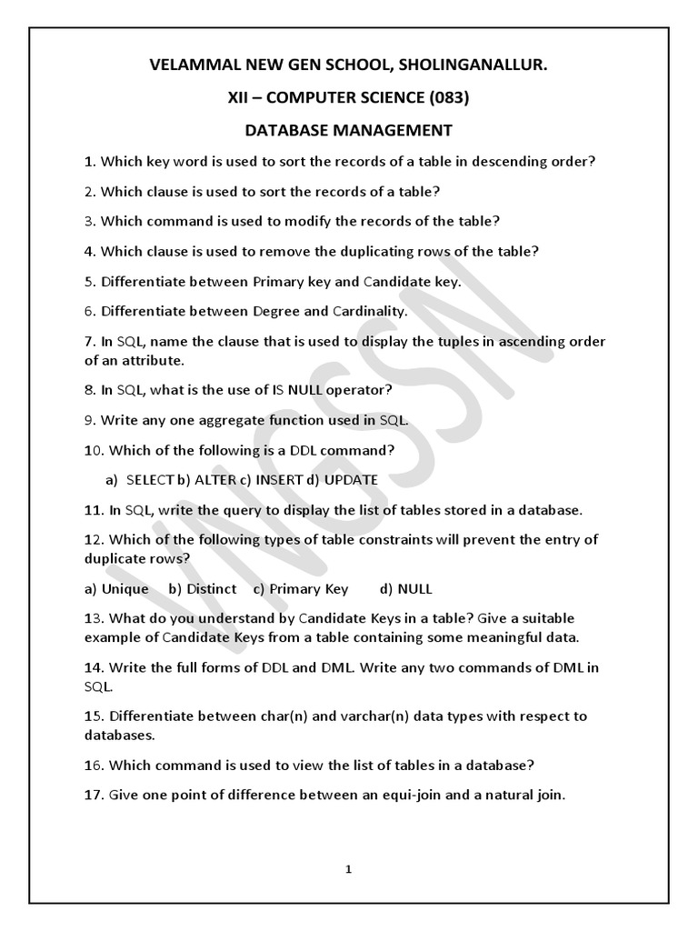 Database Worksheet | PDF | Relational Database | Sql