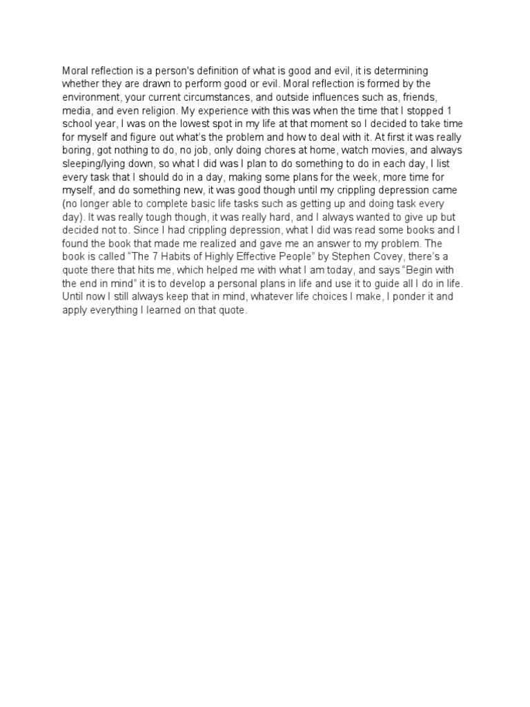 Moral Reflection | PDF