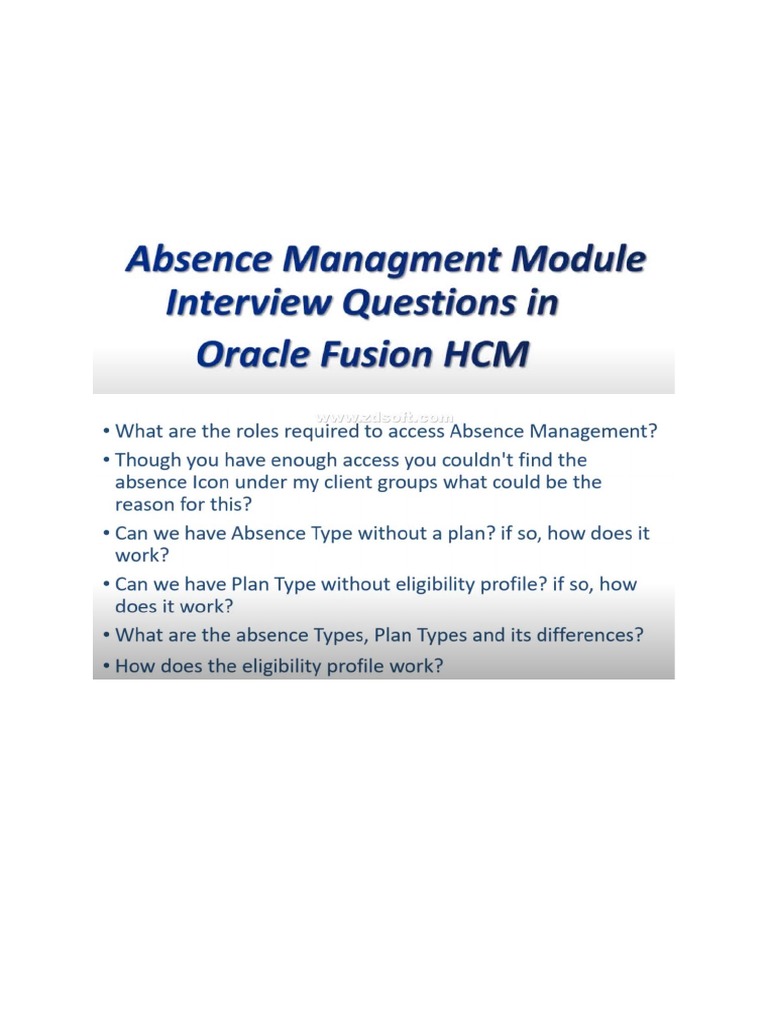 Fusion HCM Interview Questions (Absence Management Module) - IMP | PDF