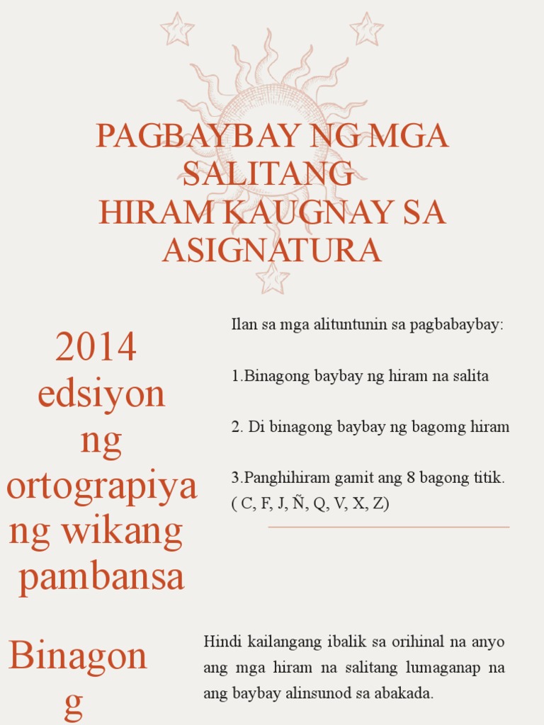 Pagbaybay NG Mga Salitang Hiram Kaugnay Sa Asignatura | PDF