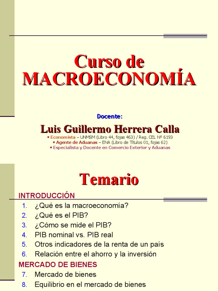 Temario de Macroeconomía | PDF | Macroeconómica | Inflación