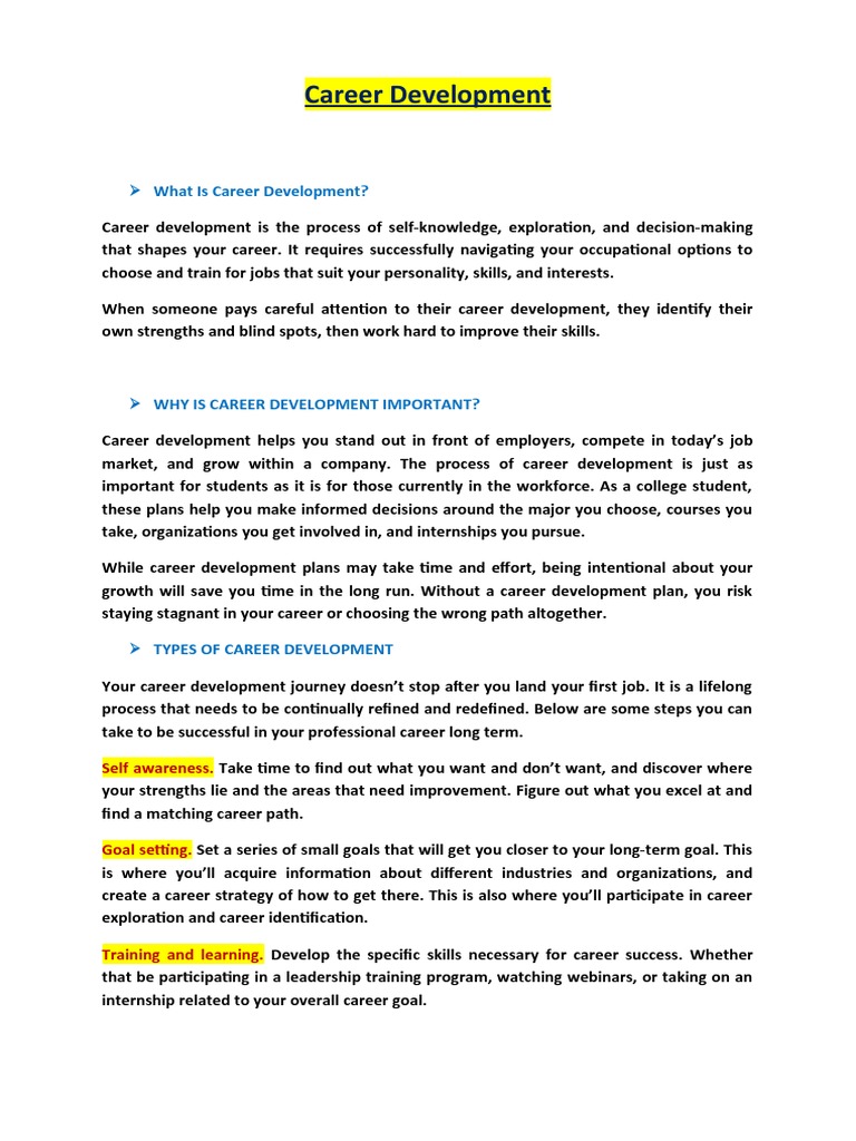 Career Development Pdf Goal Goal Setting