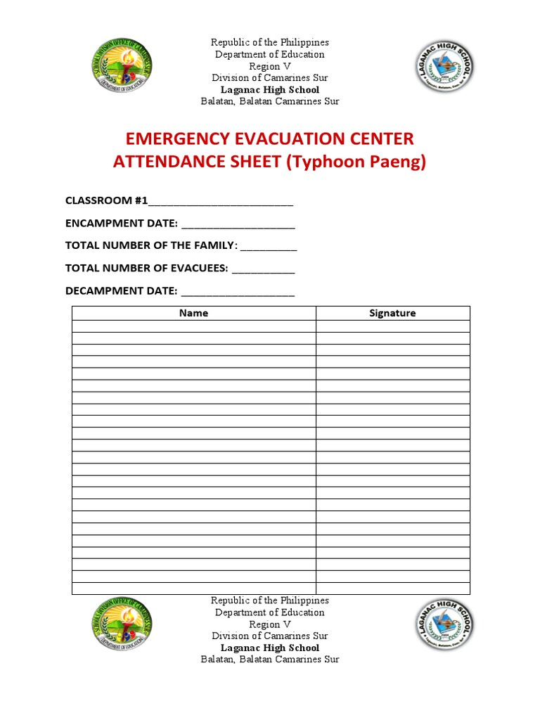 Emergency Evacuation Attendance Sheet | PDF | Emergency Evacuation ...