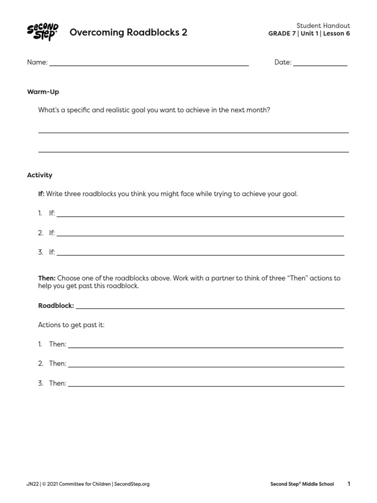 Identifying Roadblocks 2 | PDF | Psychology