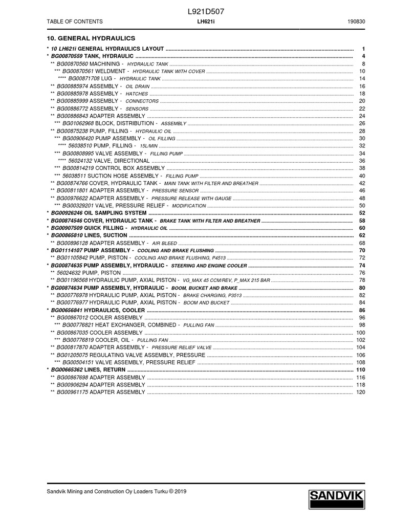 LH 621i General Hydraulics Spares Parts | PDF | Pump | Screw