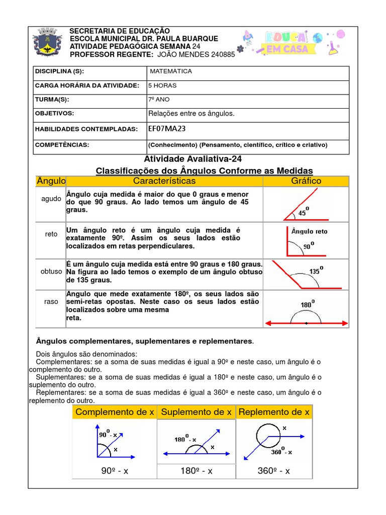 Angulos | PDF | Ângulo | Geometria Elementar