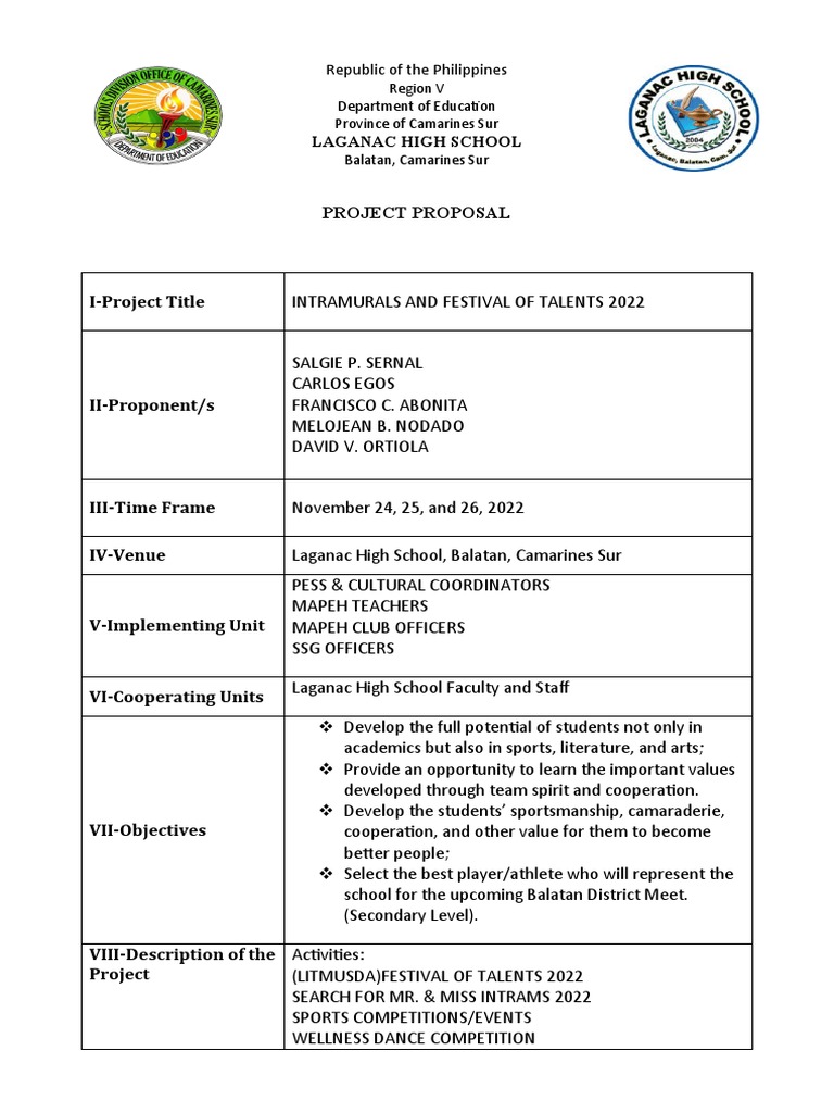 Intramurals and Festival Proposal 2022 | PDF