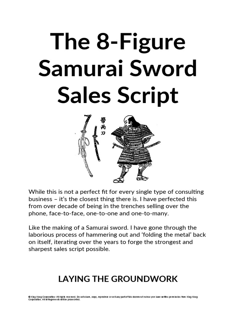 The 8 Figure Samurai Sword Sales Script - Compress | PDF | Copyright ...