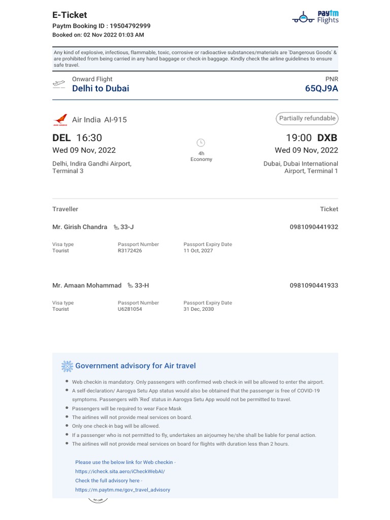 Del DXB 09112022 19504792999 | PDF | Aviation | Transport