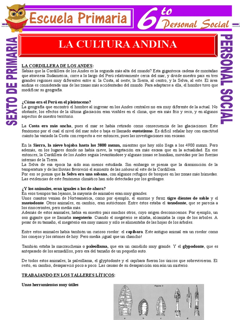 La Cultura Andina para Sexto de Primaria | PDF