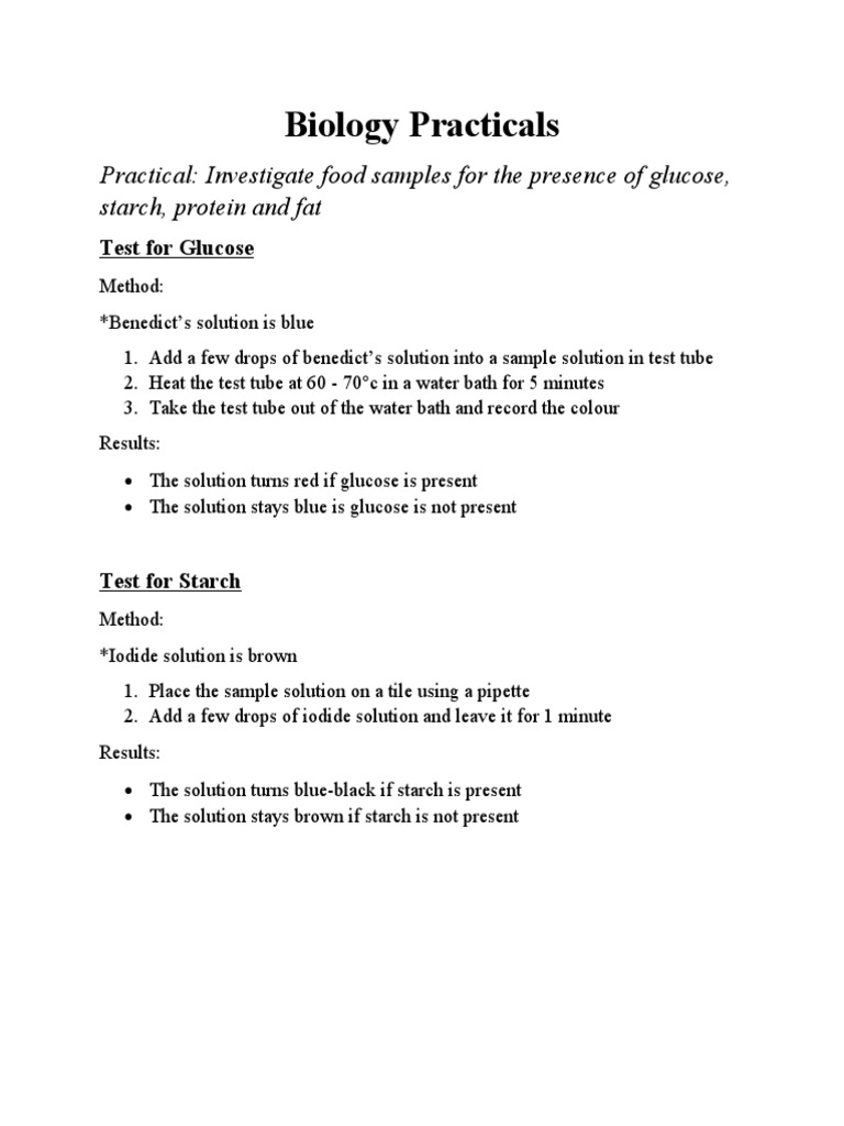 Biology Practicals | PDF