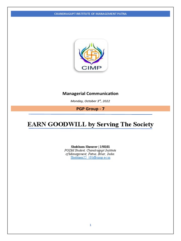 Earn Goodwill Group 7 | PDF | Corporate Social Responsibility
