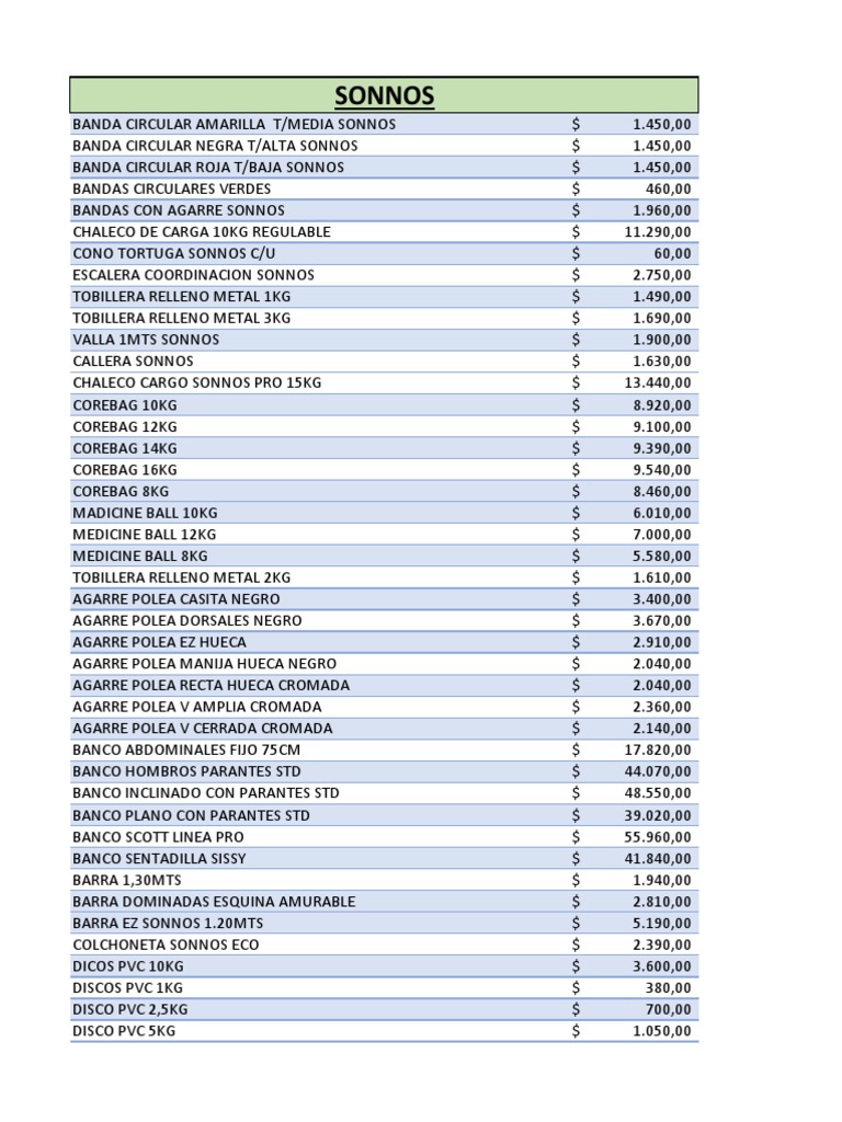 Lista Elementos 14-11 | PDF | Ejercicio físico | Aficiones