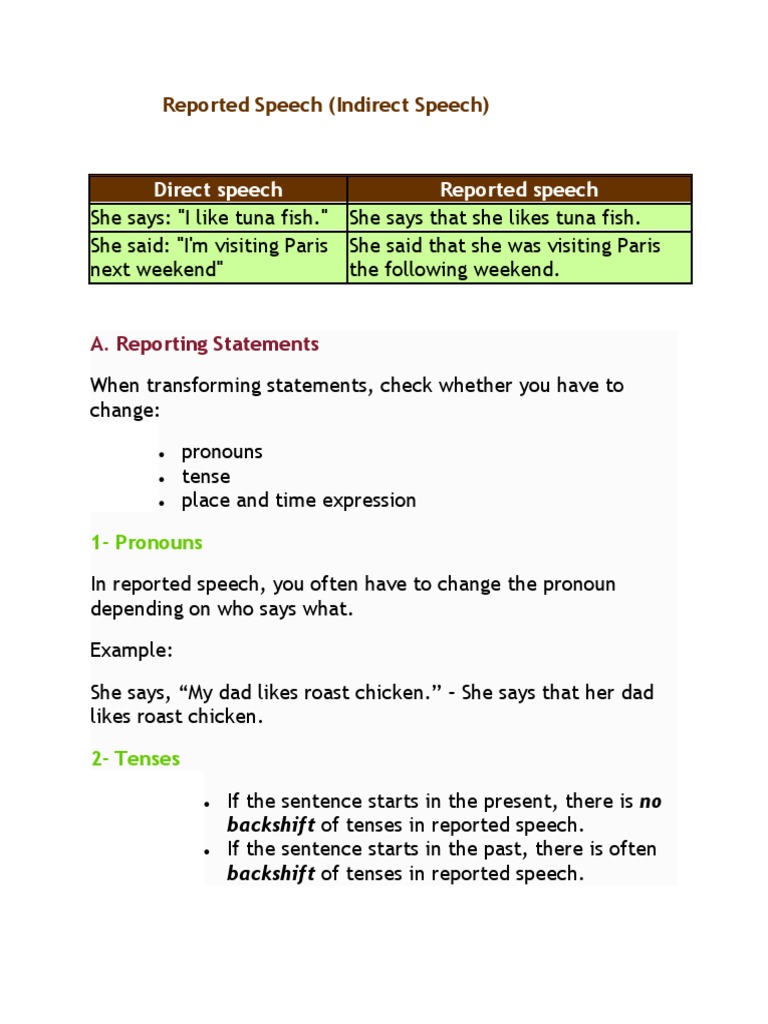 Reported Speech | PDF | Linguistic Morphology | Linguistics