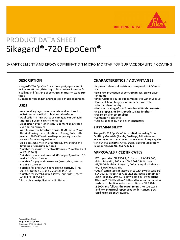 Sikagard - 720 Epocem | PDF