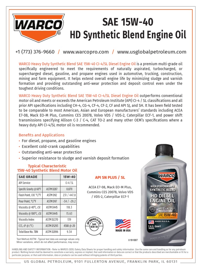 Aceite Warco | PDF | Motor Oil | Vehicle Technology