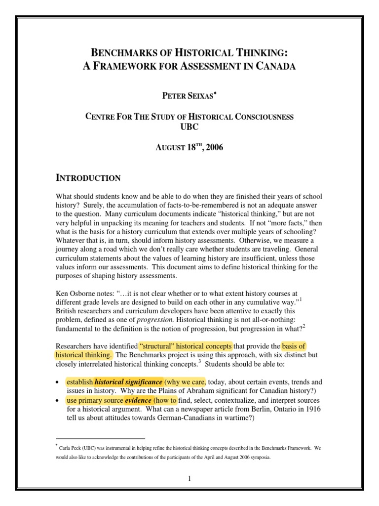 Historical Thinking Assessment Framework | PDF | Empathy | Thought