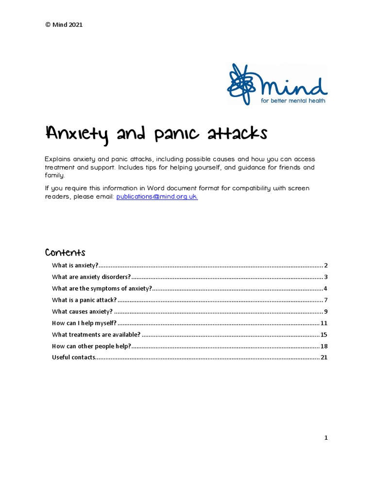 Anxiety and Panic Attacks 2021 PDF Version | PDF | Anxiety Disorder ...