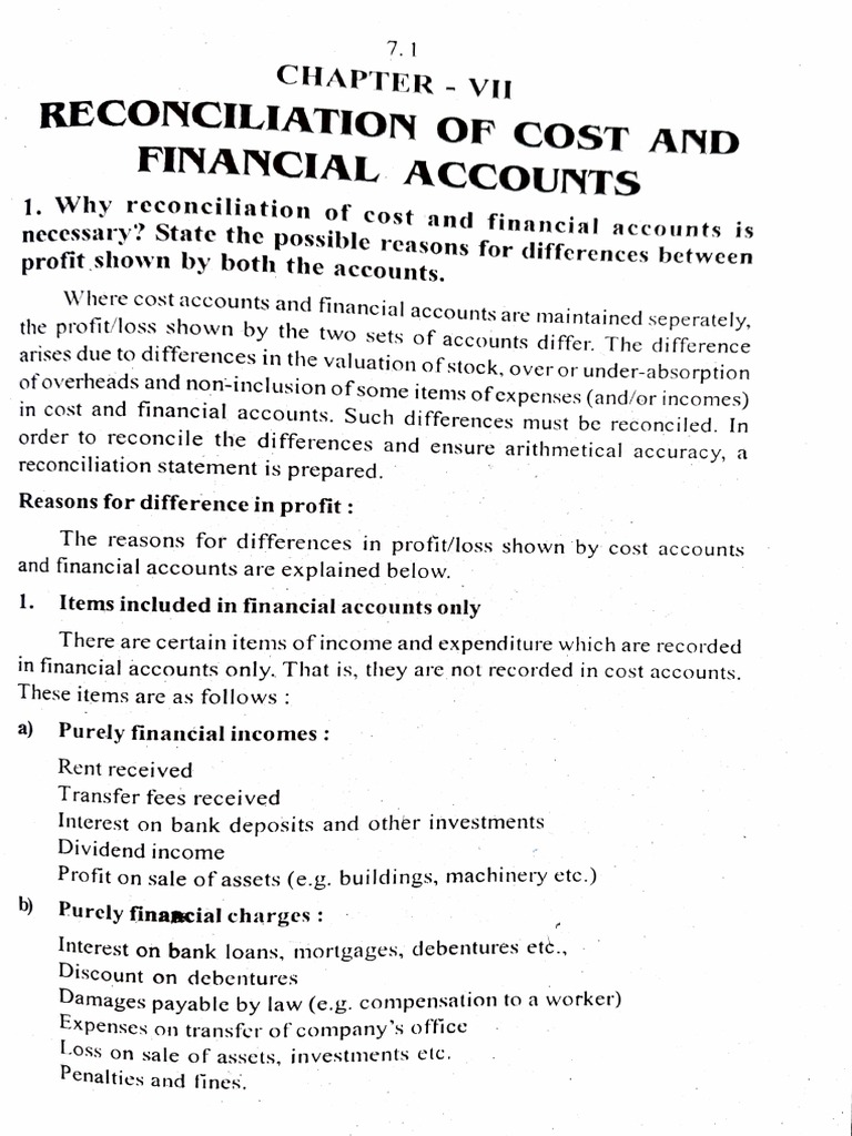 Reconciliation of Cost and Financial Accounting | PDF | Expense ...