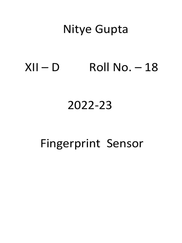 Physics Project Class 12 | PDF | Fingerprint | Sensor