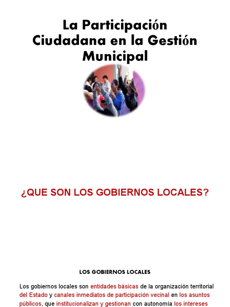 La participación ciudadana en la gestión municipal: Importancia de los mecanismos de ...