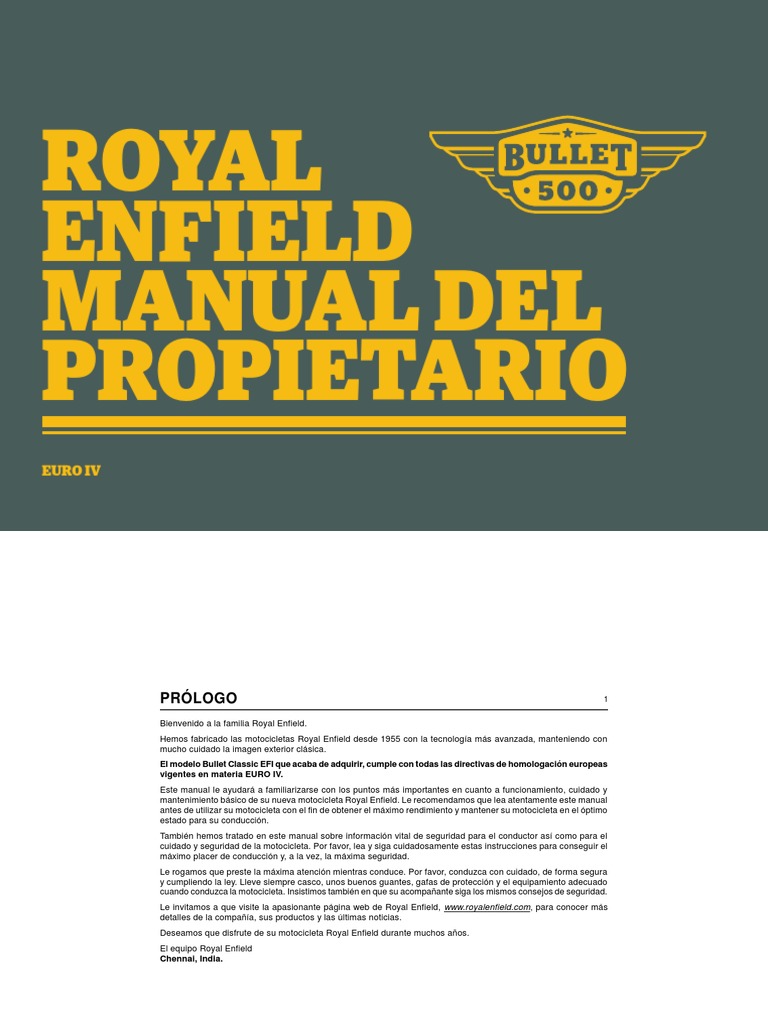 Royal Enfield Bullet 500 User Manual | PDF | Motocicleta | Neumático
