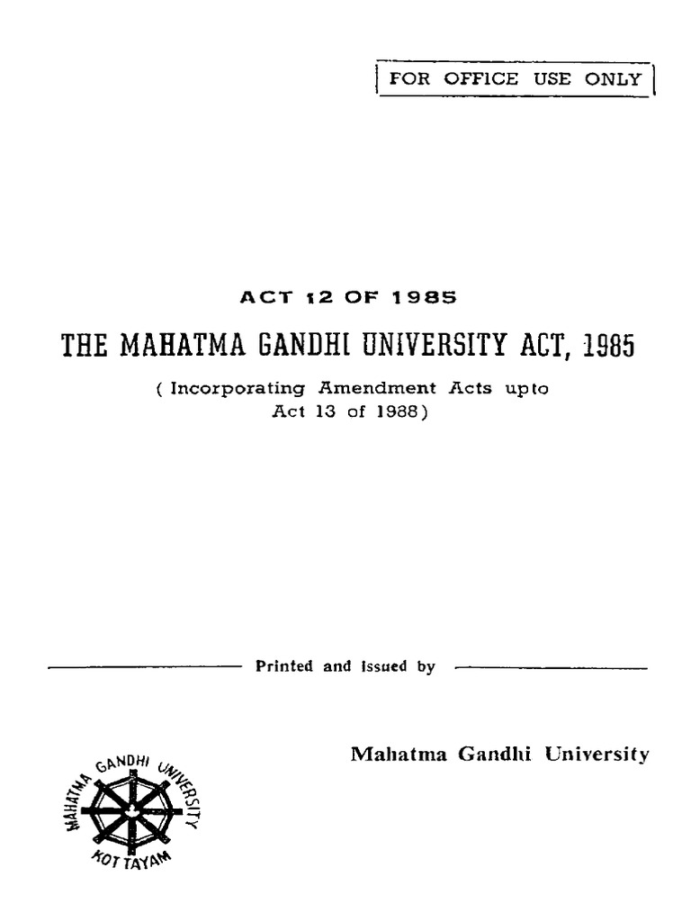 Mahatma Gandhi University Act, 1985 | PDF