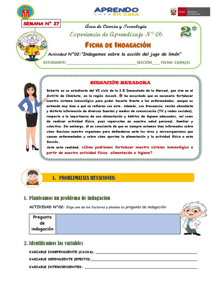Ficha de Indagación - Semana 27 | PDF | Experimentar | Hipótesis