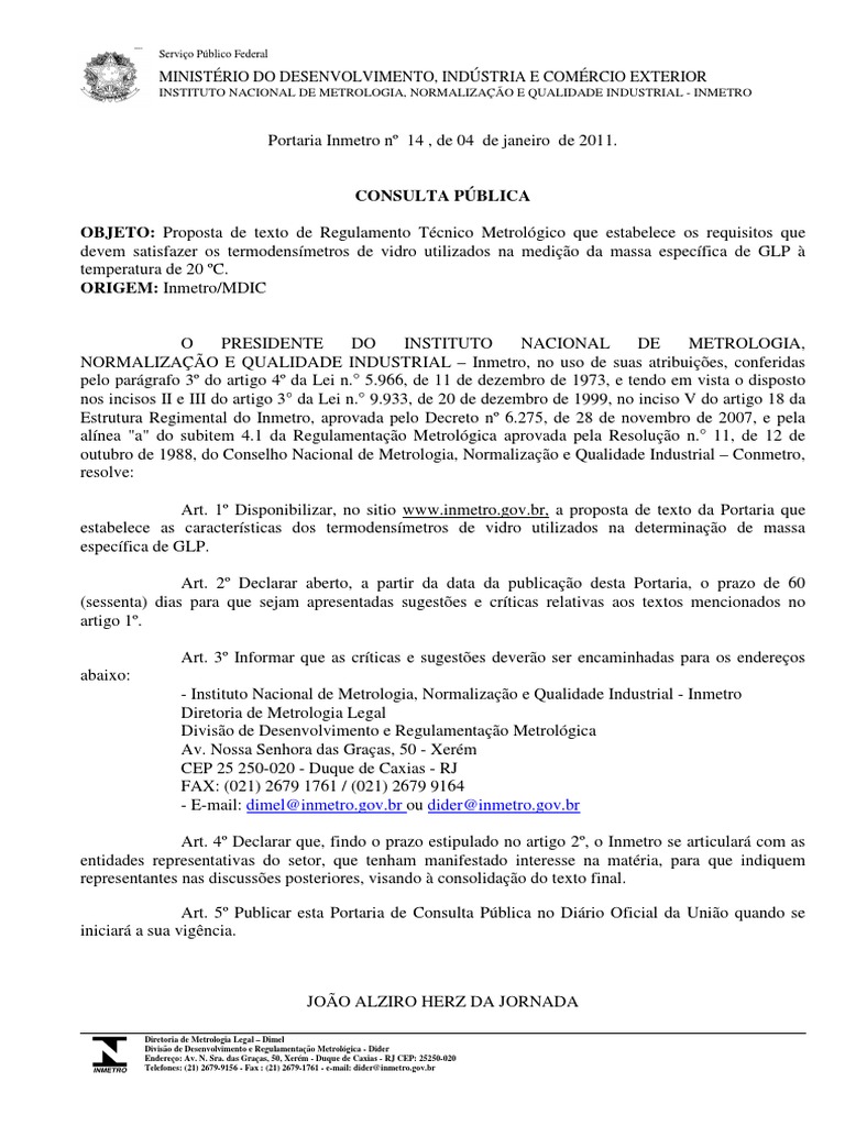 Portaria Termodensimetro | PDF