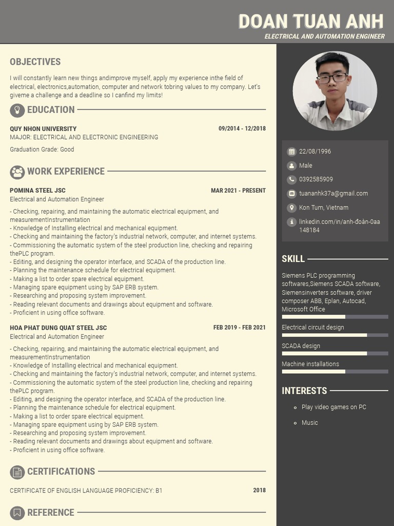 DOAN TUAN ANH TopCV - VN 281122.225528 | PDF | Automation | Scada