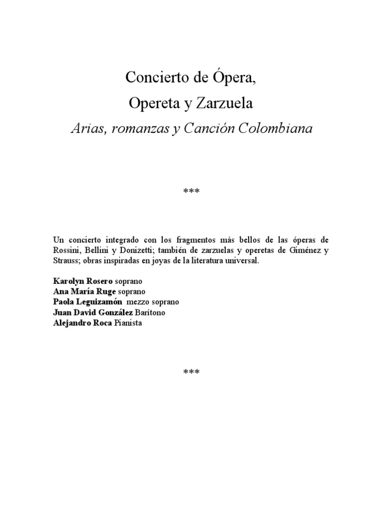 Propuesta Concierto Consulado Brasil | PDF | Ópera | Colombia