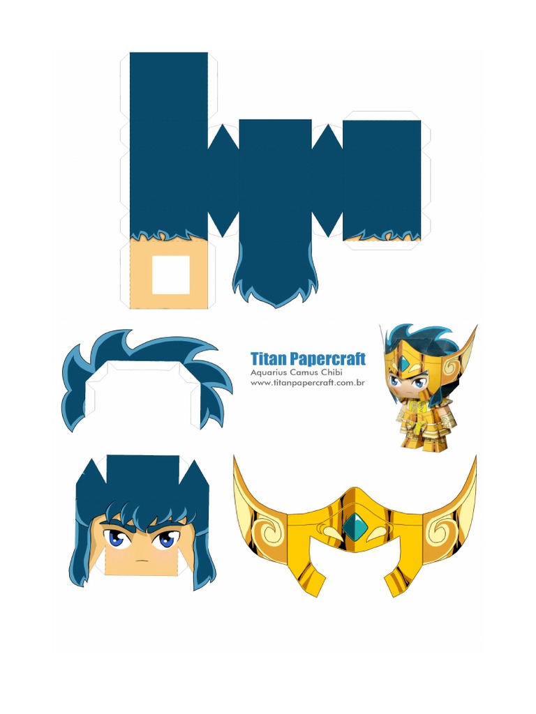 Aquarius Camus Chibi Papercraft - by TitanPapercraft | PDF