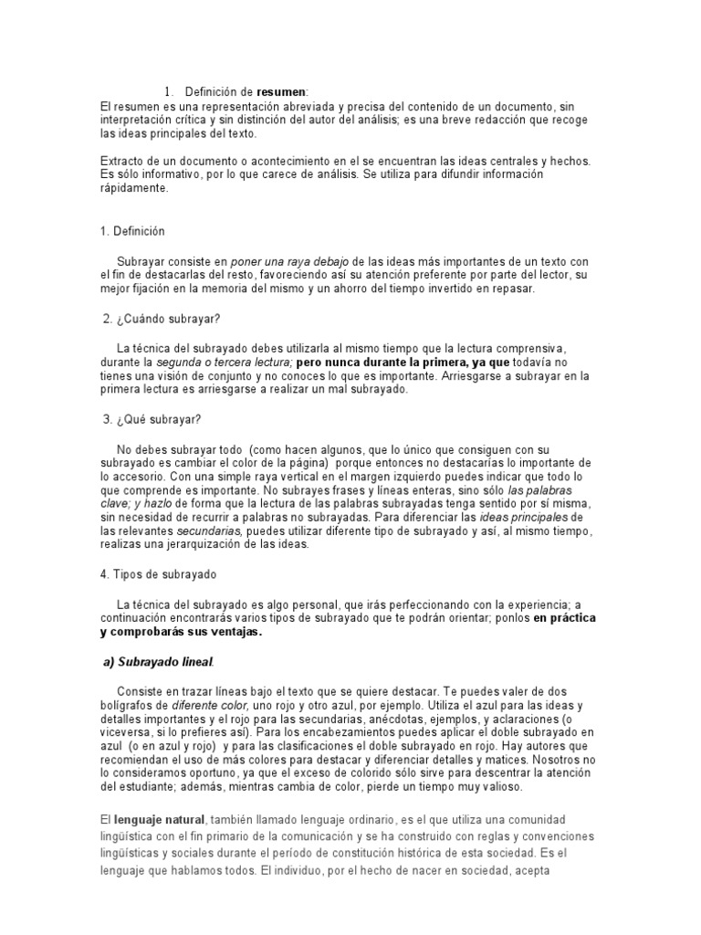 Definición de Resumen | PDF | Comillas | Puntuación
