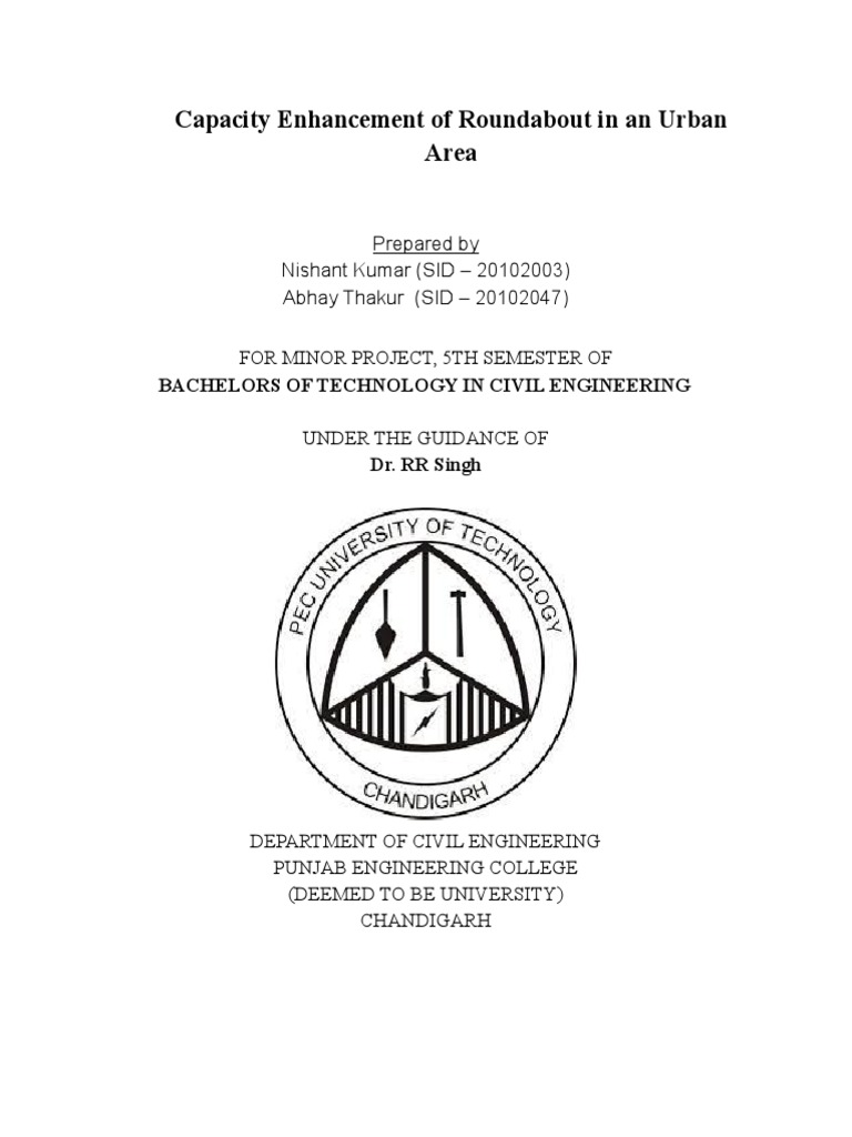 Capacity Enhancement of Roundabout Report | PDF | Transport | Road Transport