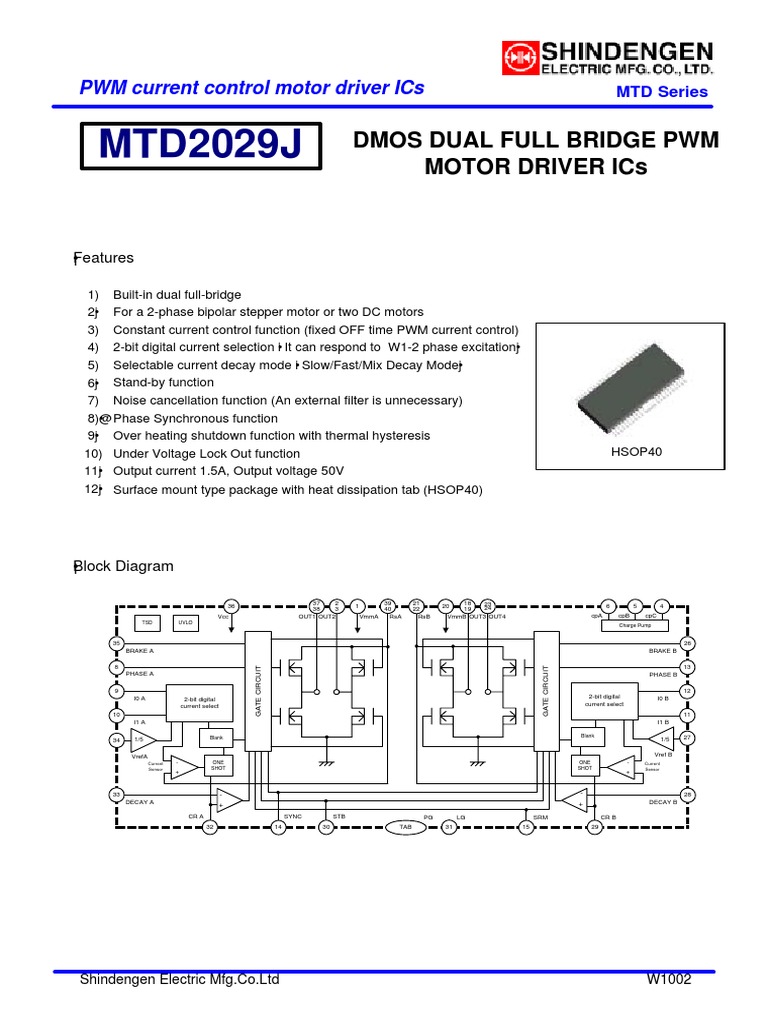 Mtd2029je w1002 | Download Free PDF | Electric Motor | Mosfet