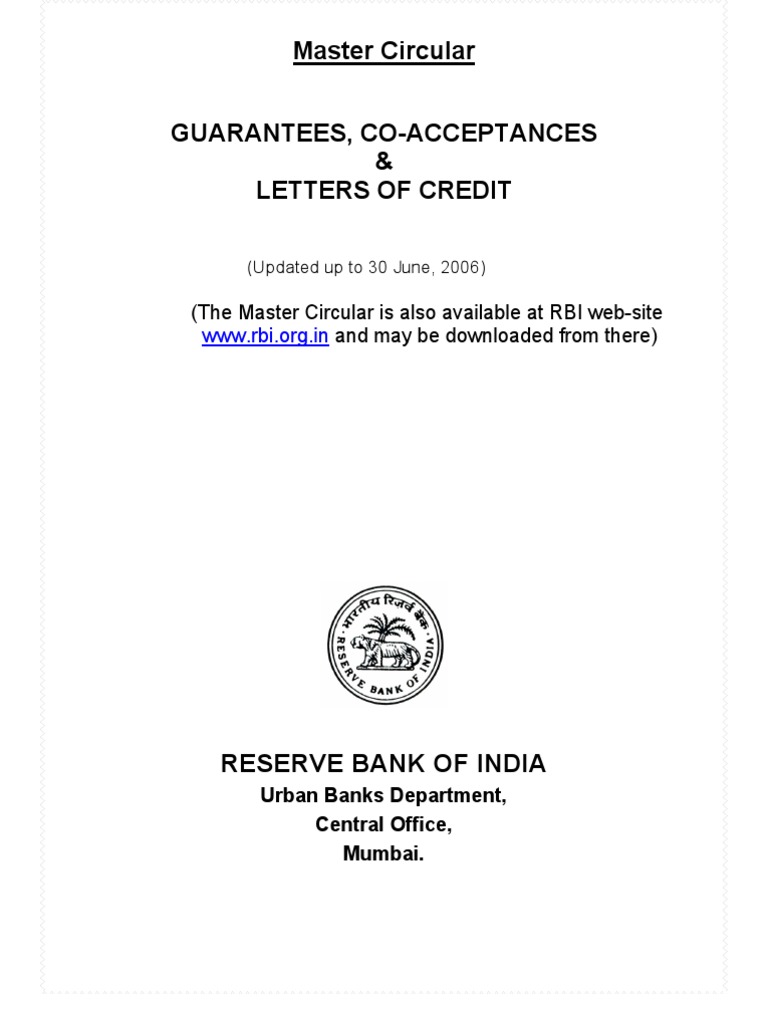 Master Circular: (The Master Circular Is Also Available at RBI Web-Site ...