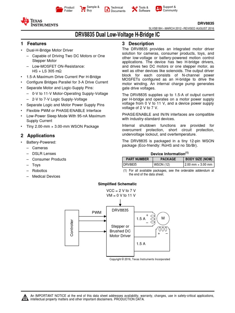 DRV 8835 | PDF | Electrostatic Discharge | Power Supply