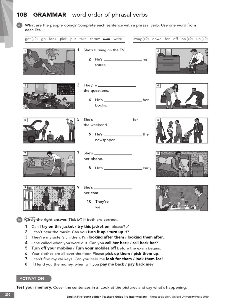 EnglishFile4e Pre-Intermediate TG PCM Grammar 10B | PDF | Cognition | Linguistic Morphology