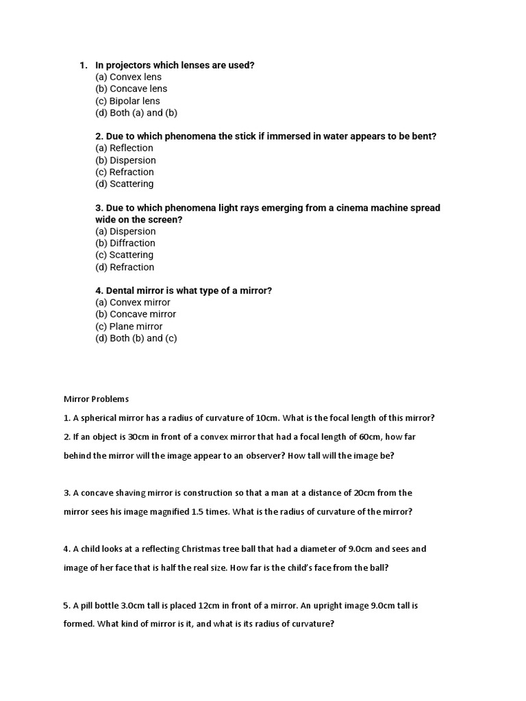 Mid Term Physics Worksheet | PDF
