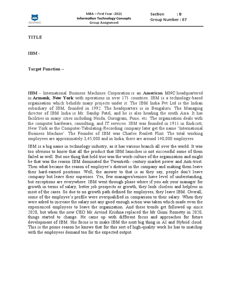 Group Assignment - 07 - ITC | PDF