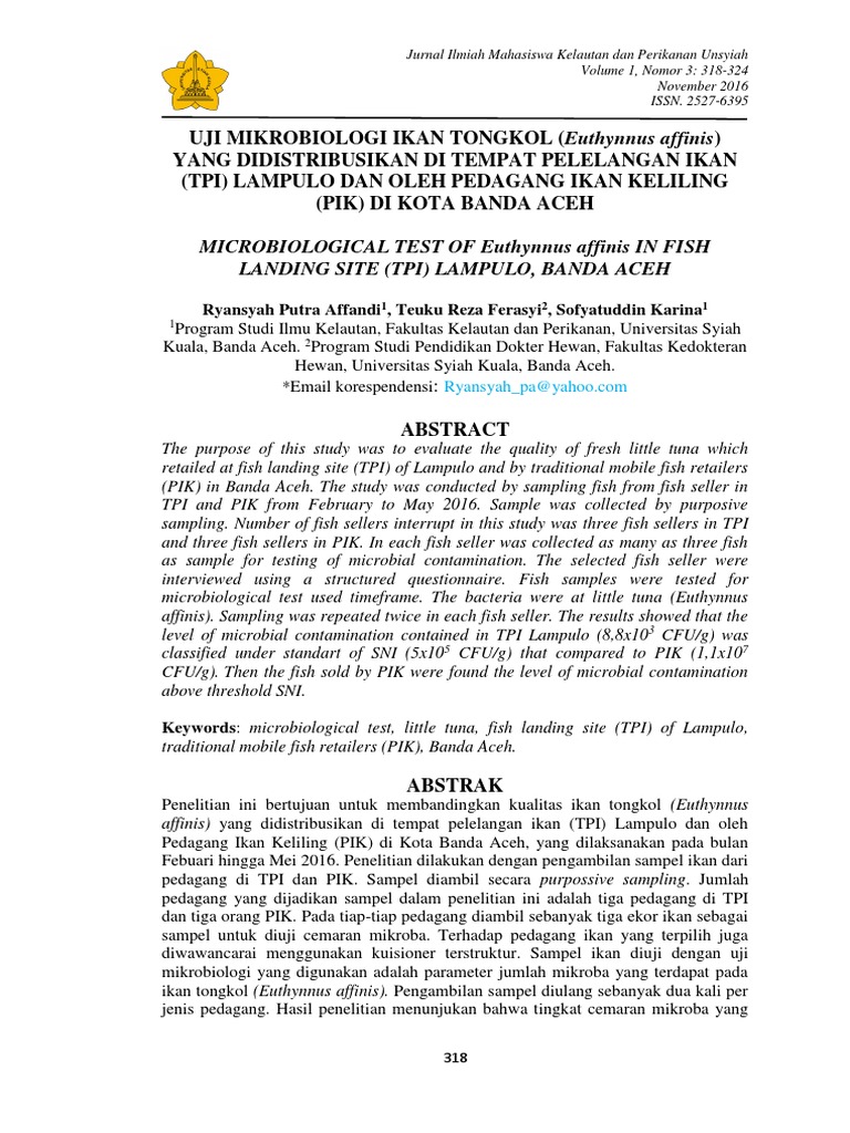 ID Uji Mikrobiologi Ikan Tongkol Euthynnus | PDF