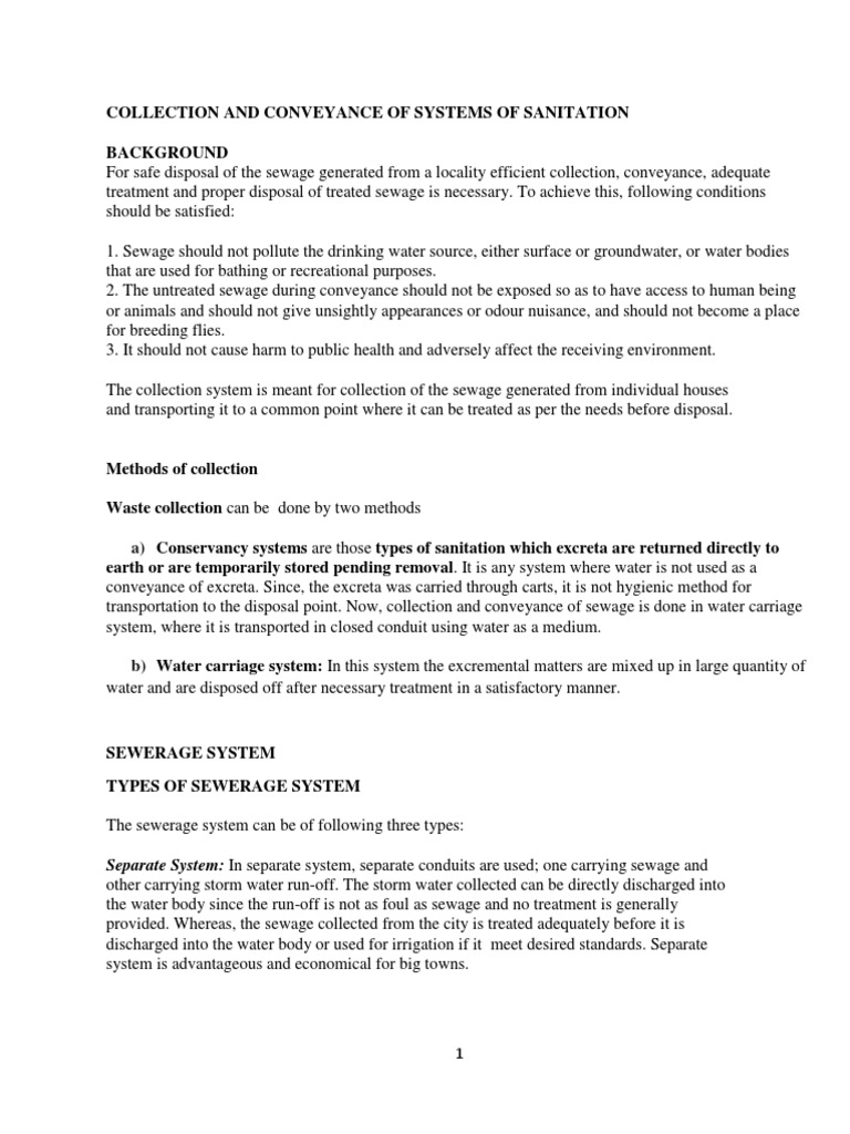 Topic 5 Sewage Collection and Cinveyance | PDF | Sanitary Sewer | Sewage Treatment