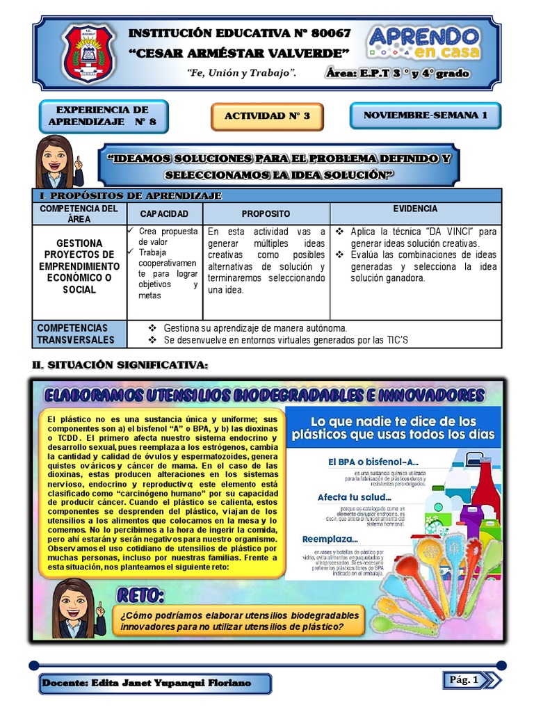 Exp N°8-Ficha 3 - Ept 4 (1° Sem Noviembre) | PDF | Creatividad ...