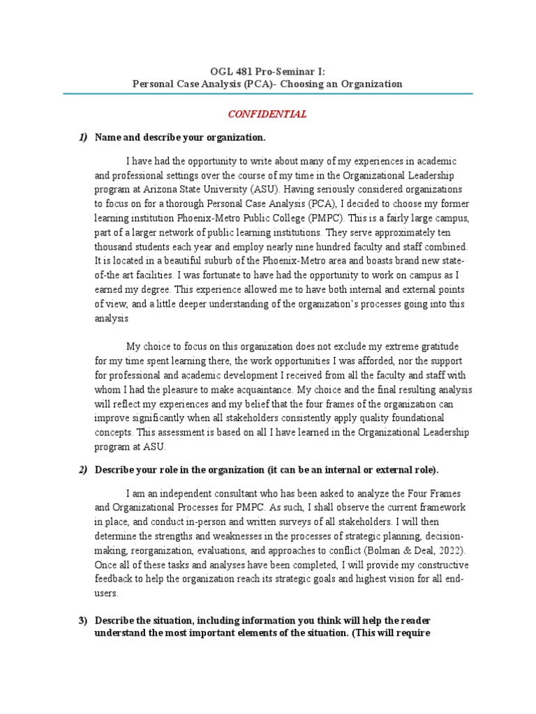 Ogl481 97876 Pca-Choosing An Organization | PDF | Cognitive Science | Behavioural Sciences