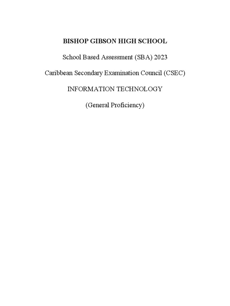 IT - SBA - 2023 - Question With Rubric | PDF | Spreadsheet | Databases