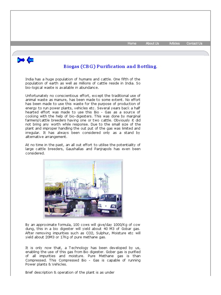 Convert Biogas to CBG for Vehicles and Power with Portable Purification ...