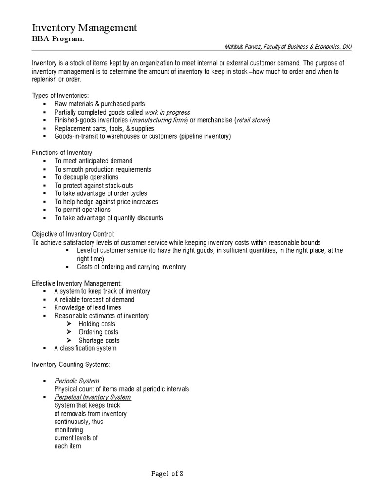 Inventory Management | PDF